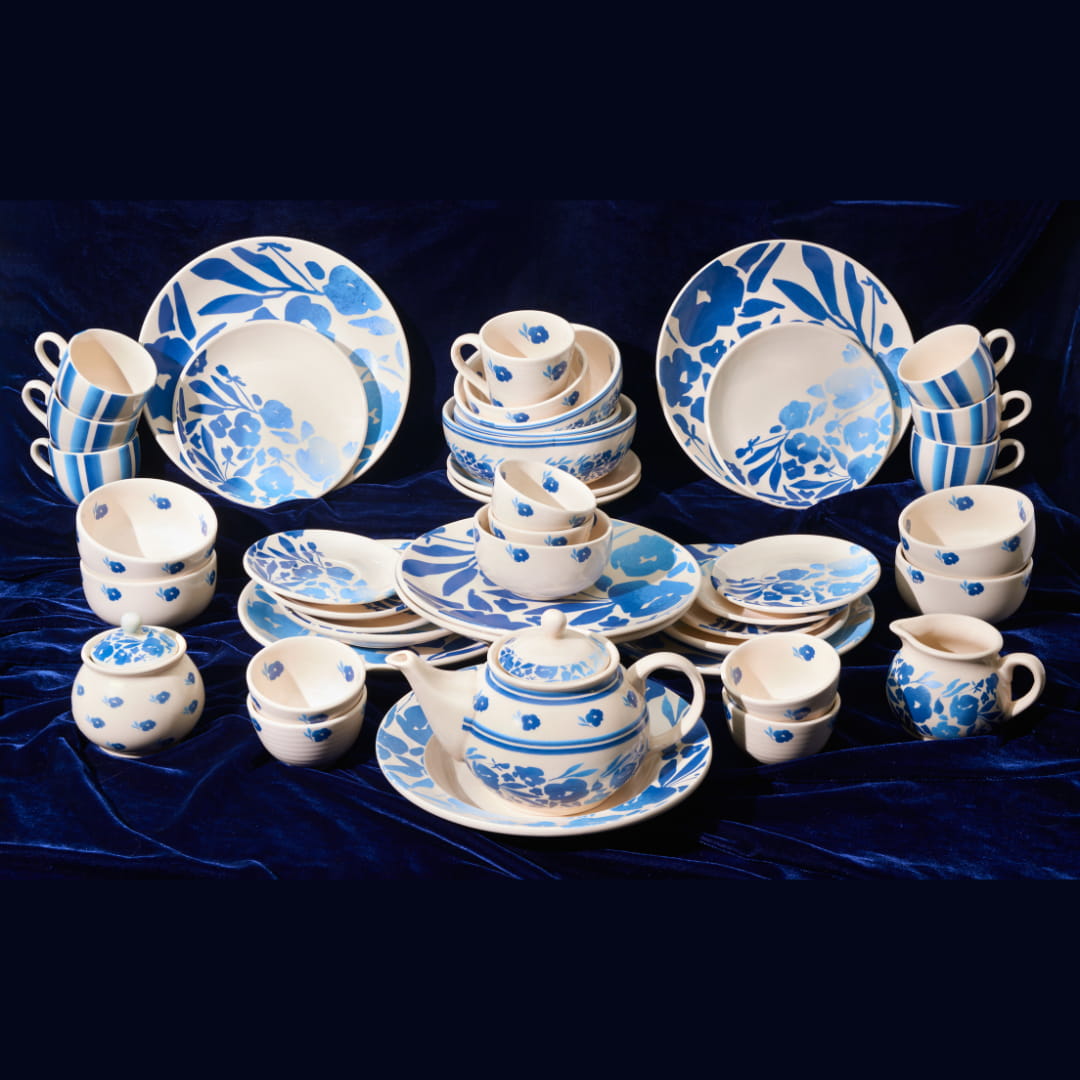 Blue ivy Ceramic Dinner Set of 28 pcs – Amalfiee Ceramics