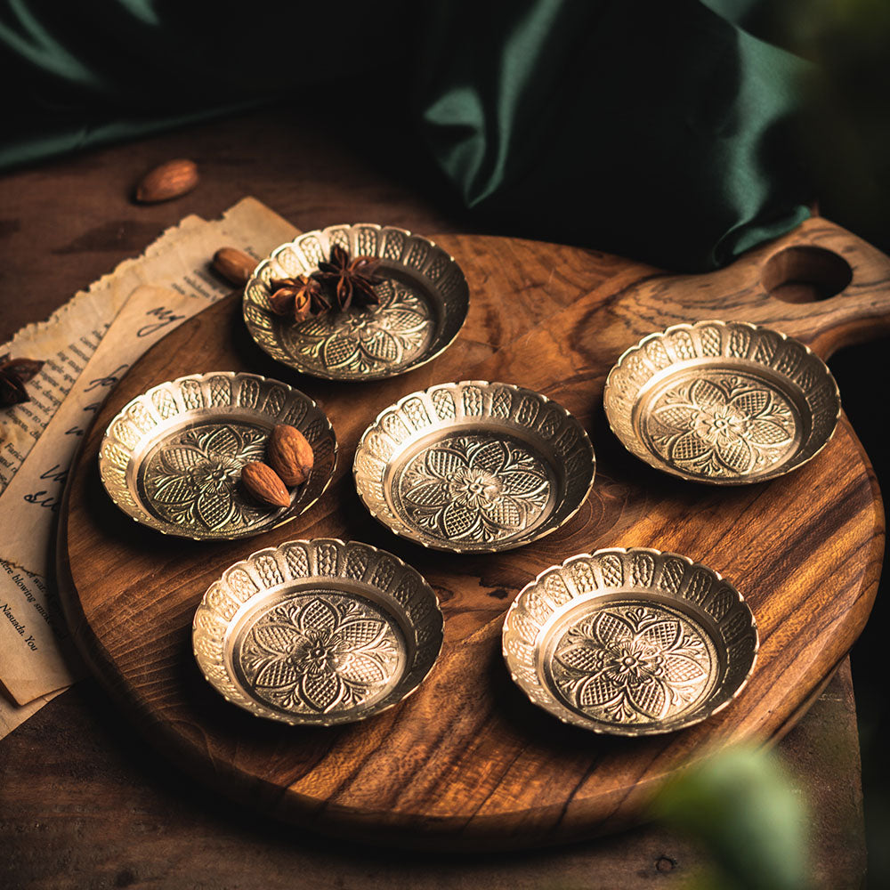 Saubhagya Brass Small Plates with Gold Finish Sets – Amalfiee Ceramics
