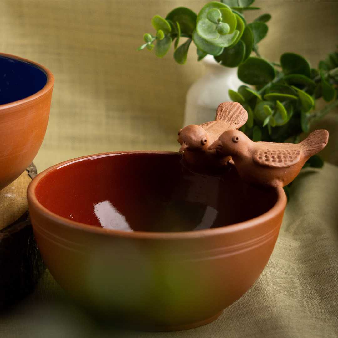 Terracotta Bird Bowl Set of 2 Amalfiee Ceramics Decor