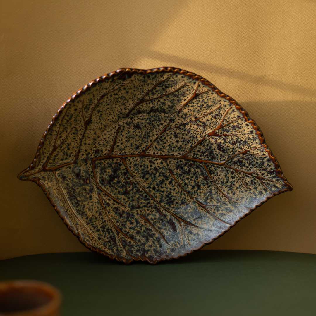 Vriksh Ceramic Leaf Platter Amalfiee Ceramics Leaf