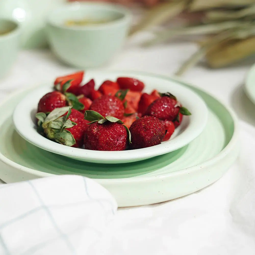 Lemongrass 8.5" Flat Indian Rice Ceramic Plate - Amalfiee Ceramics